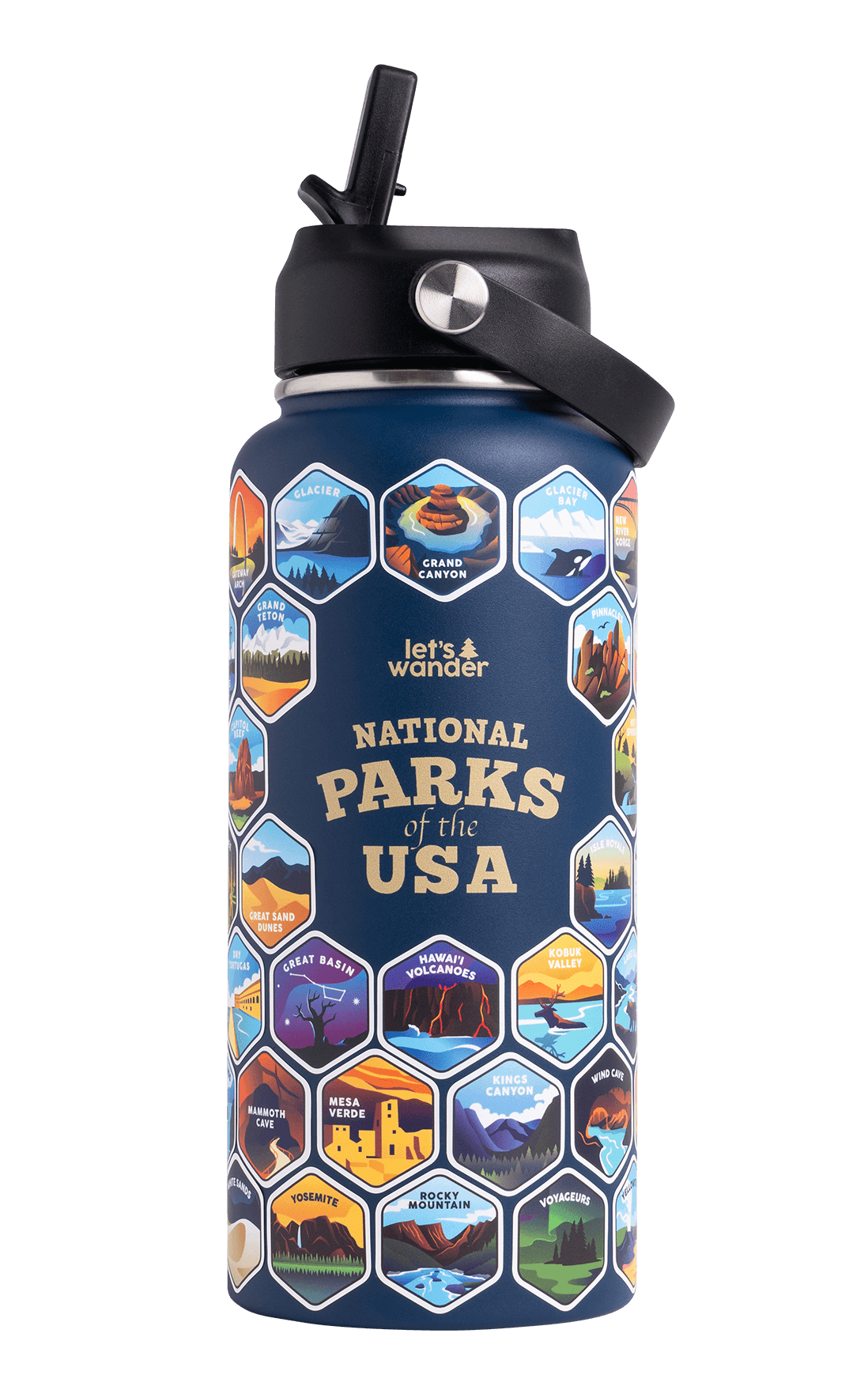 National Parks Water Bottle | Bucket List Sticker Bottle - Let’s Wander ...