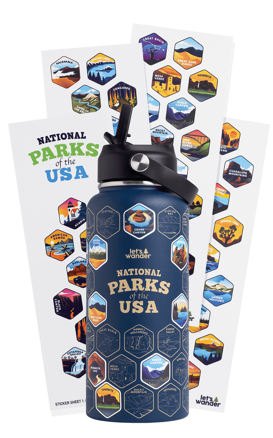National Parks Water Bottle | Bucket List Sticker Bottle - Let’s Wander ...