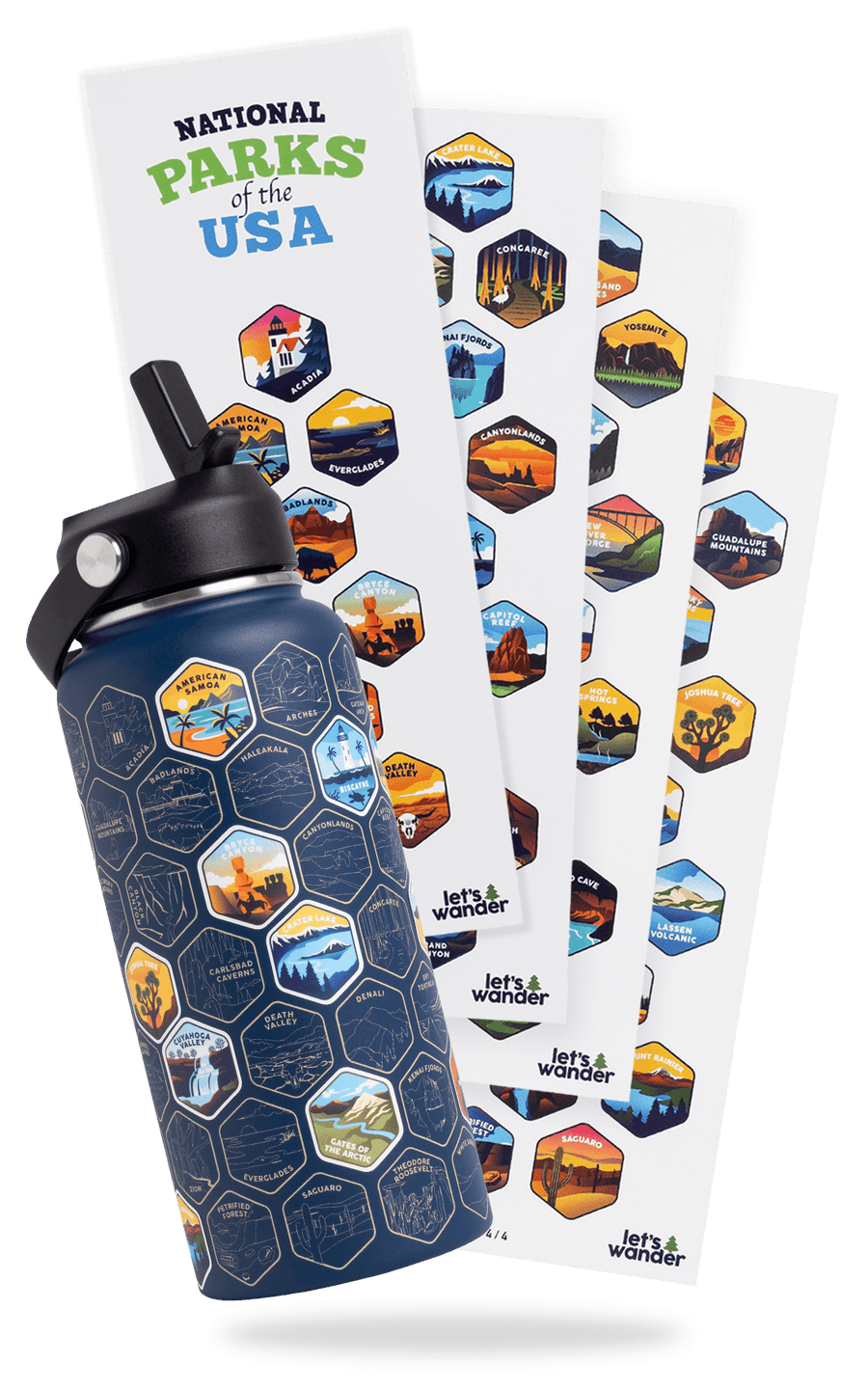 National Parks Water Bottle | Bucket List Sticker Bottle - Let’s Wander ...