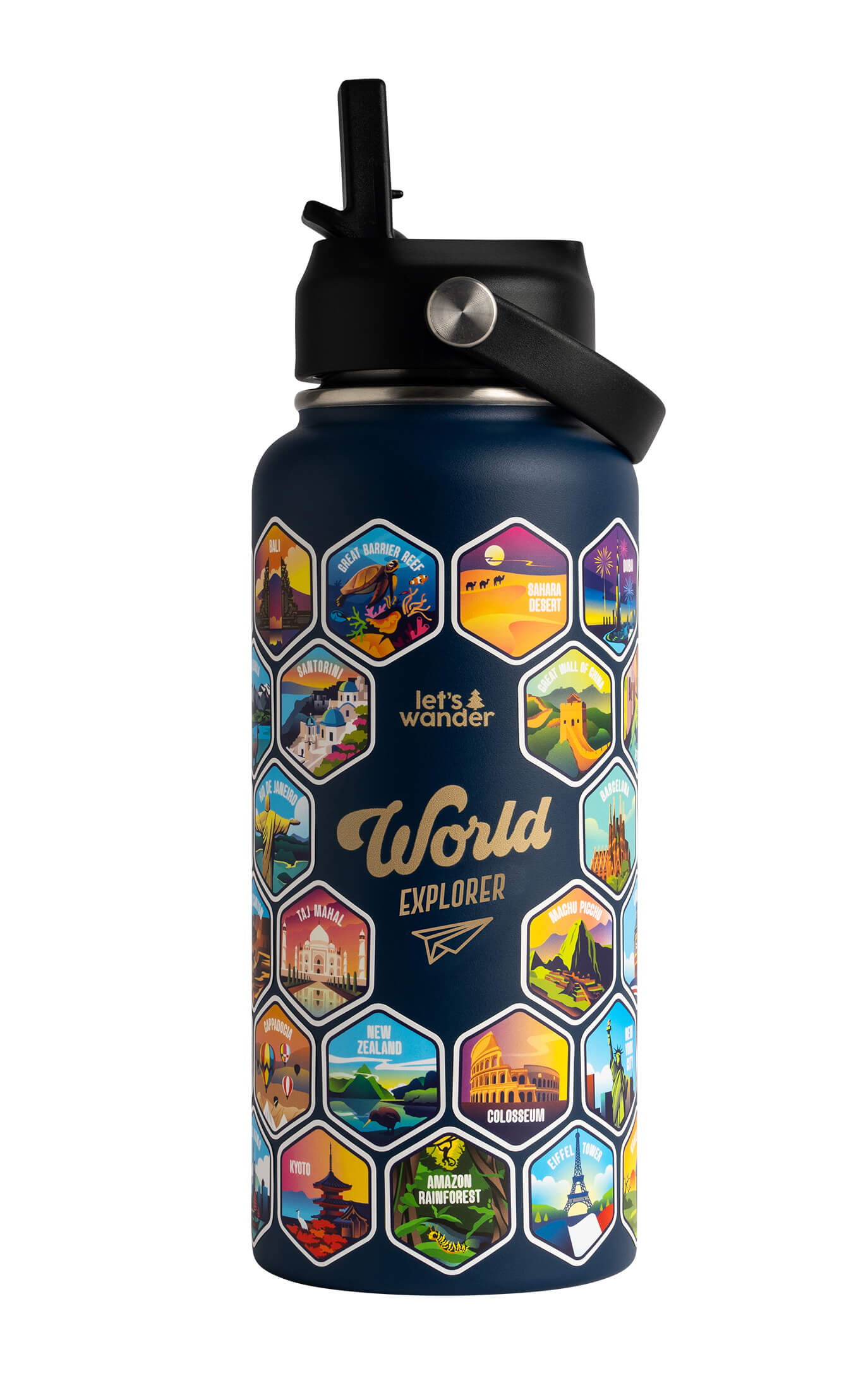 World Explorer Sticker Bottle | Lets Wander – Let's Wander