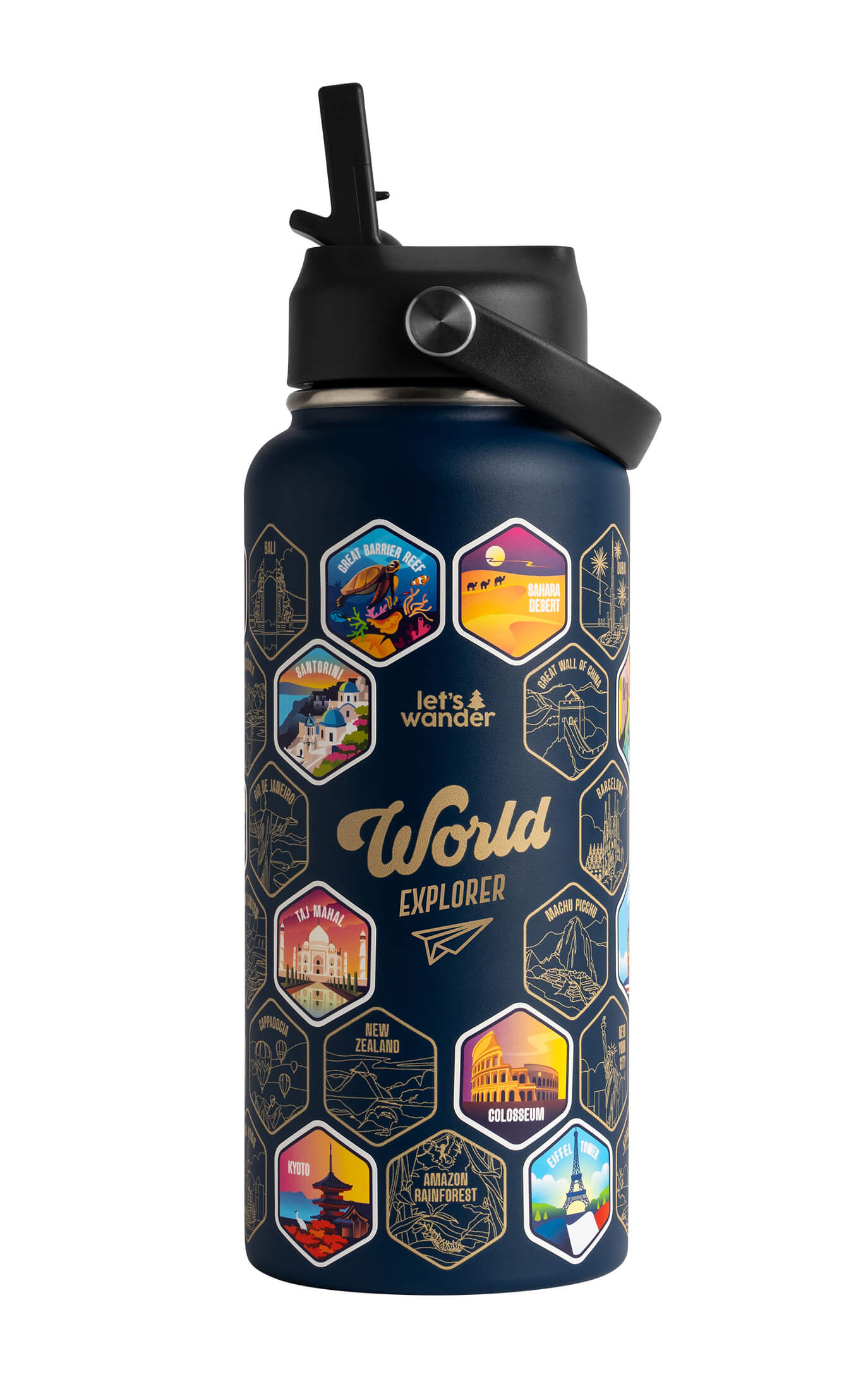 World Explorer Sticker Bottle | Lets Wander – Let's Wander