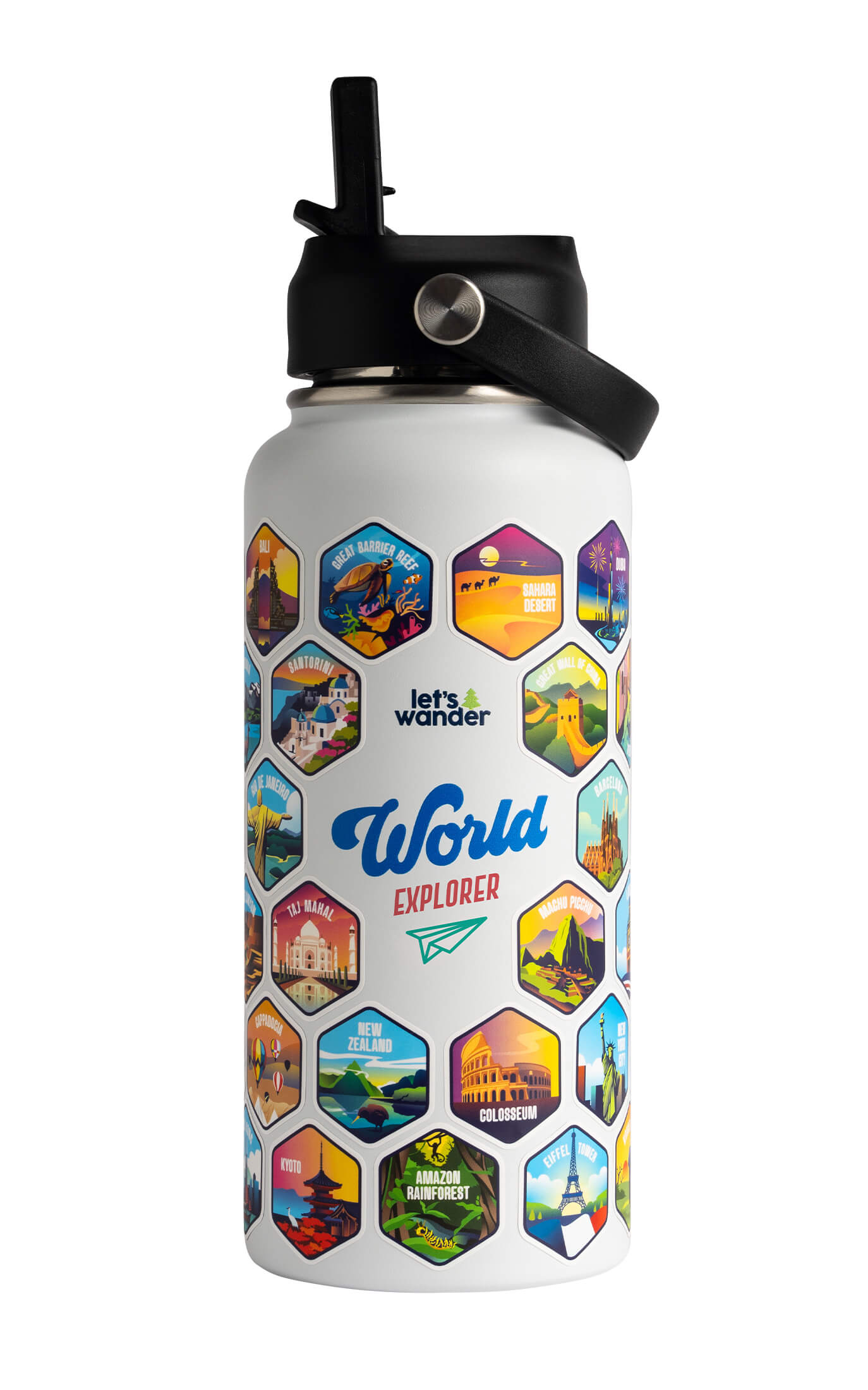 World Explorer Sticker Bottle | Lets Wander – Let's Wander