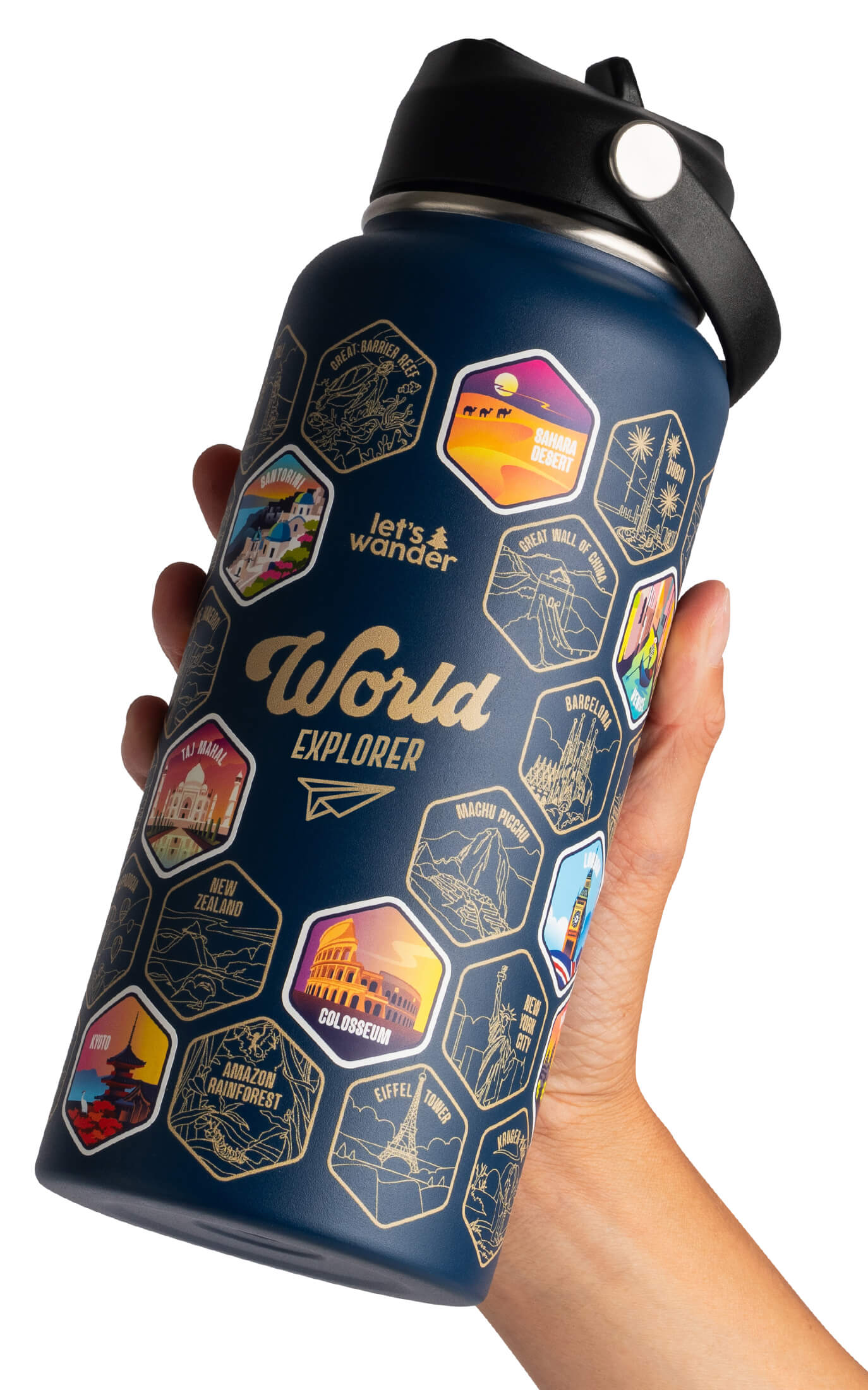 World Explorer Sticker Bottle | Lets Wander – Let's Wander