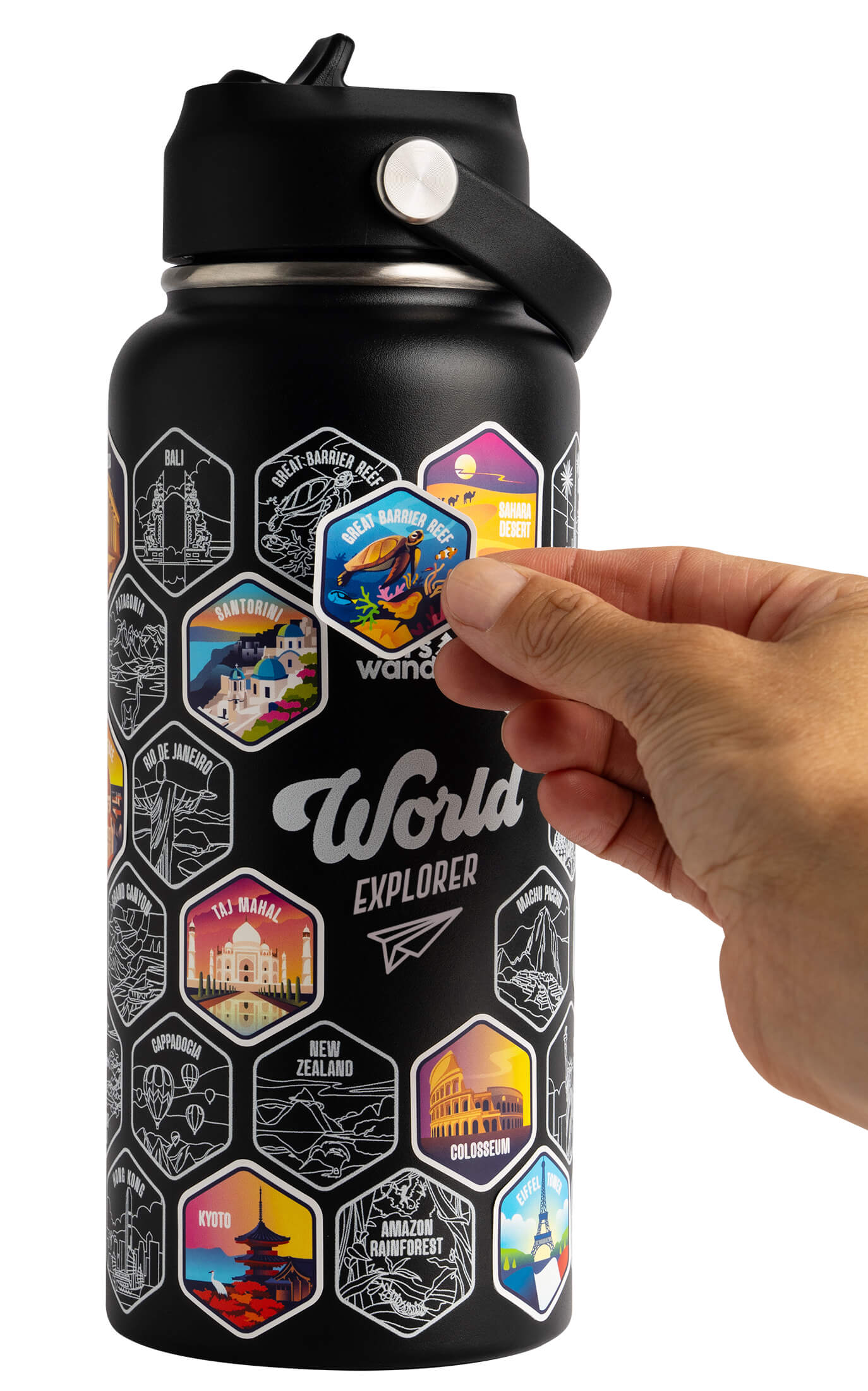 World Explorer Sticker Bottle | Lets Wander – Let's Wander