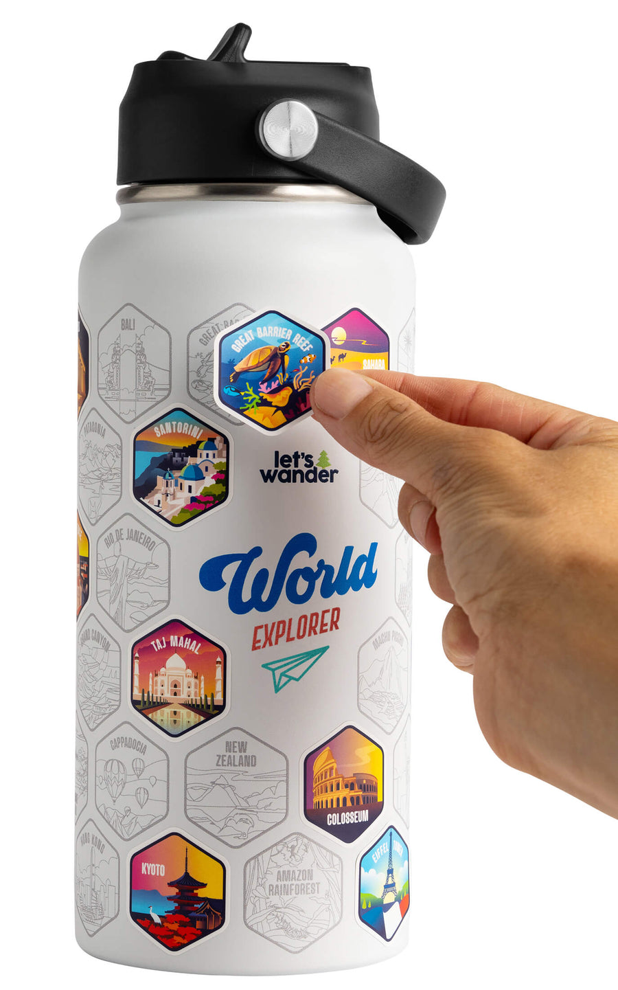 World Explorer Sticker Bottle | Lets Wander – Let's Wander